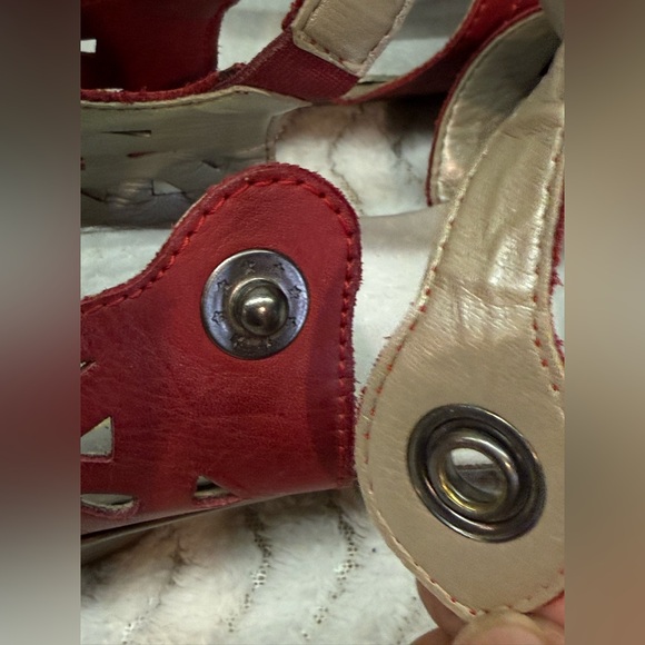 Rieker | Shoes | Rieker Antistress Red Leather Mary Jane Low Heel Snap ...